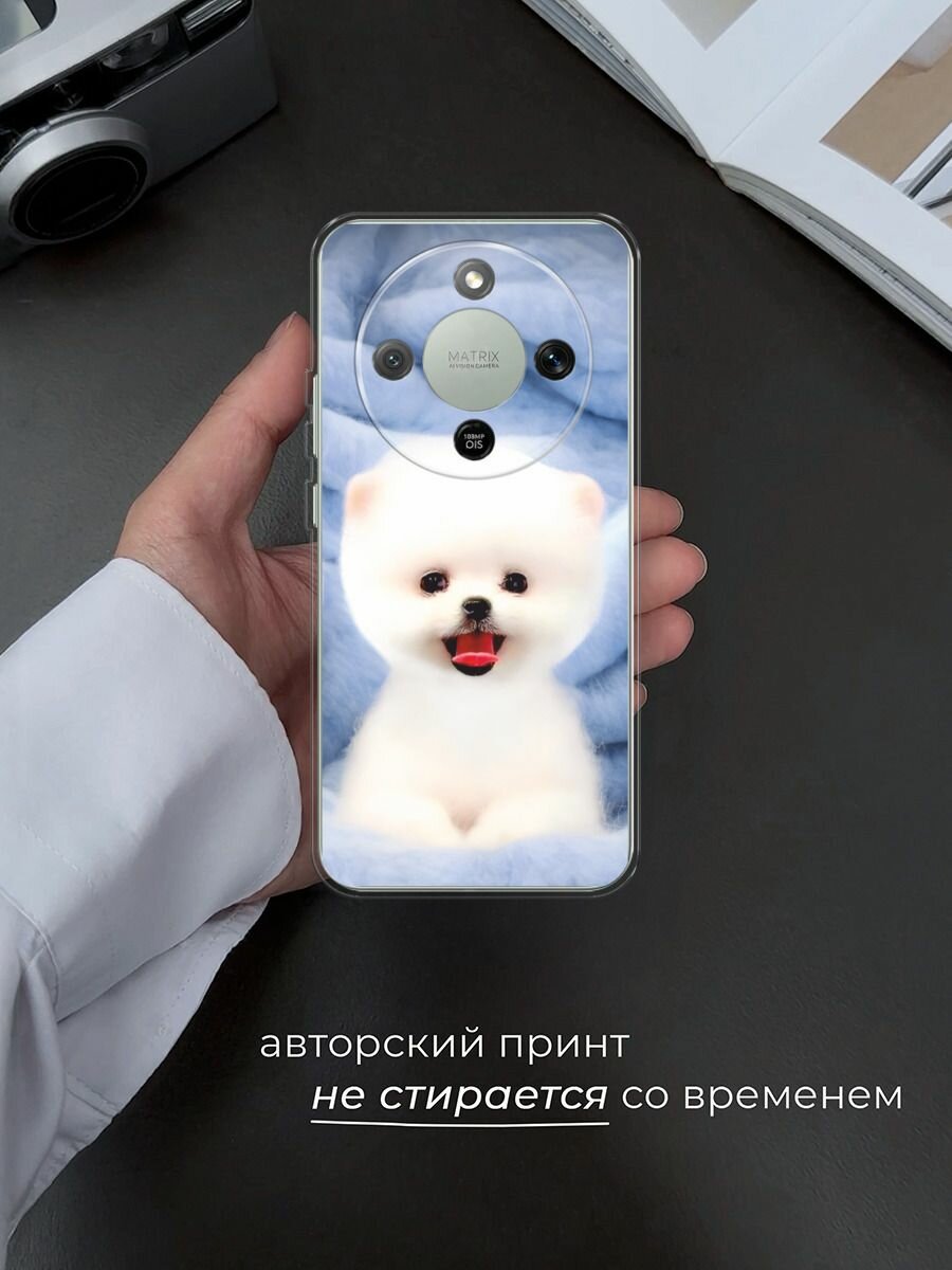 Силиконовый чехол на Honor X9d / Хонор X9d с принтом Белый пёсик — фото 1