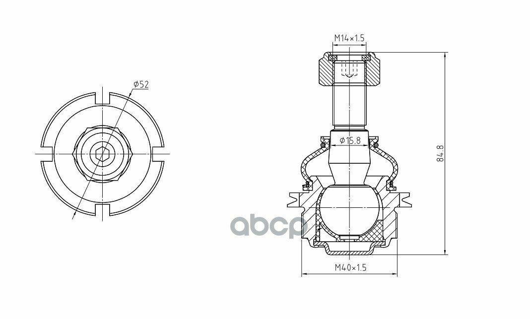 Опора шаровая перед. нижняя L/R CITROEN C5 2001->/Xantia 1993-2003, PEUGEOT 405 ->1995/406 1995-2004/605 ->1999/607 2000-> S&.