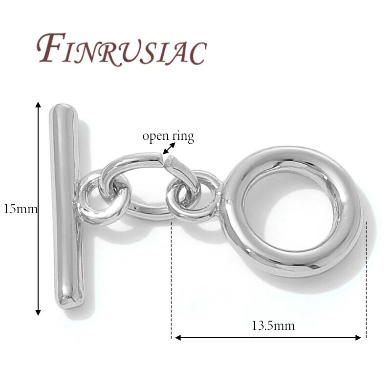 Застежка-тогл FINRUSIAC, 2 шт, Родий, 15x13.5 мм