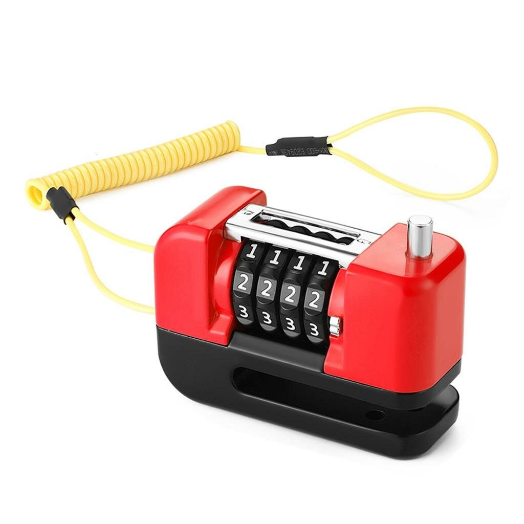 Замок для велосипедного дискового тормоза из алюминиевого сплава с 4-значным кодом, красный