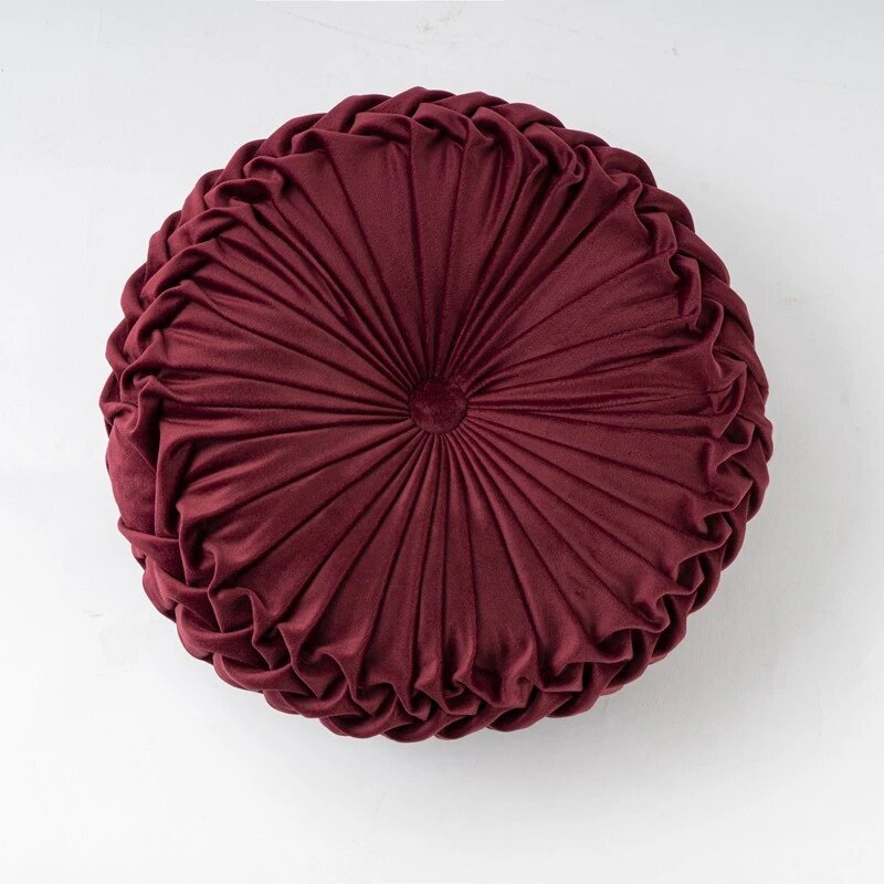 Инйахоум Круглая бархатная подушка R35CM, Бордовый, Wrinkle winered