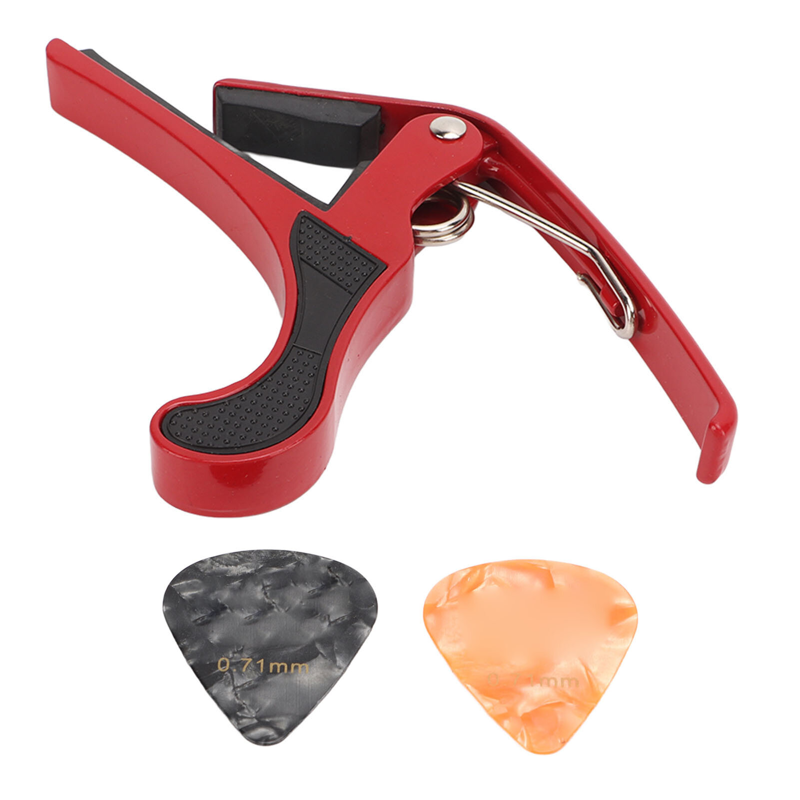 Guitar Capo Alloy Quick Release Electric Set with 2PCS Picks for Banjo Mandolin Red