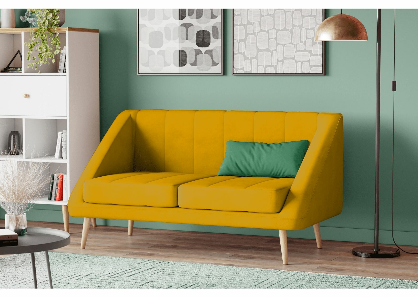 Диван прямой Астрид в цвете медово-желтый (velutto 56), блок независимых пружин