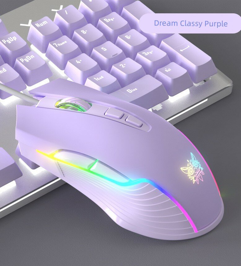 ONIKUMA розовая мышь для киберспорта для девочек, проводная RGB-подсветка, ноутбук, настольный домашний офис Проводная