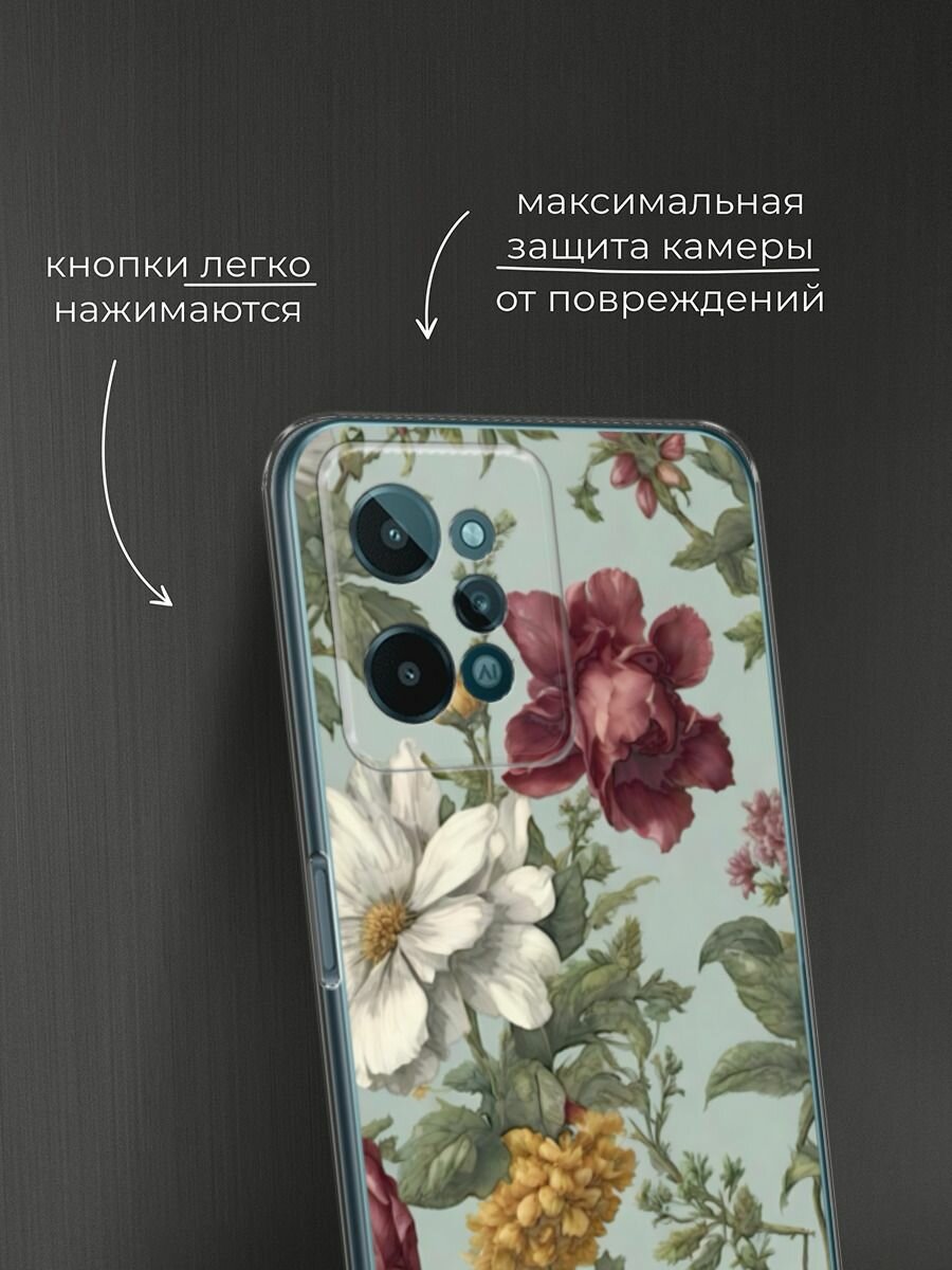 Чехол на Realme C31 / Реалми C31 с принтом Акварельные красные цветы — фото 1