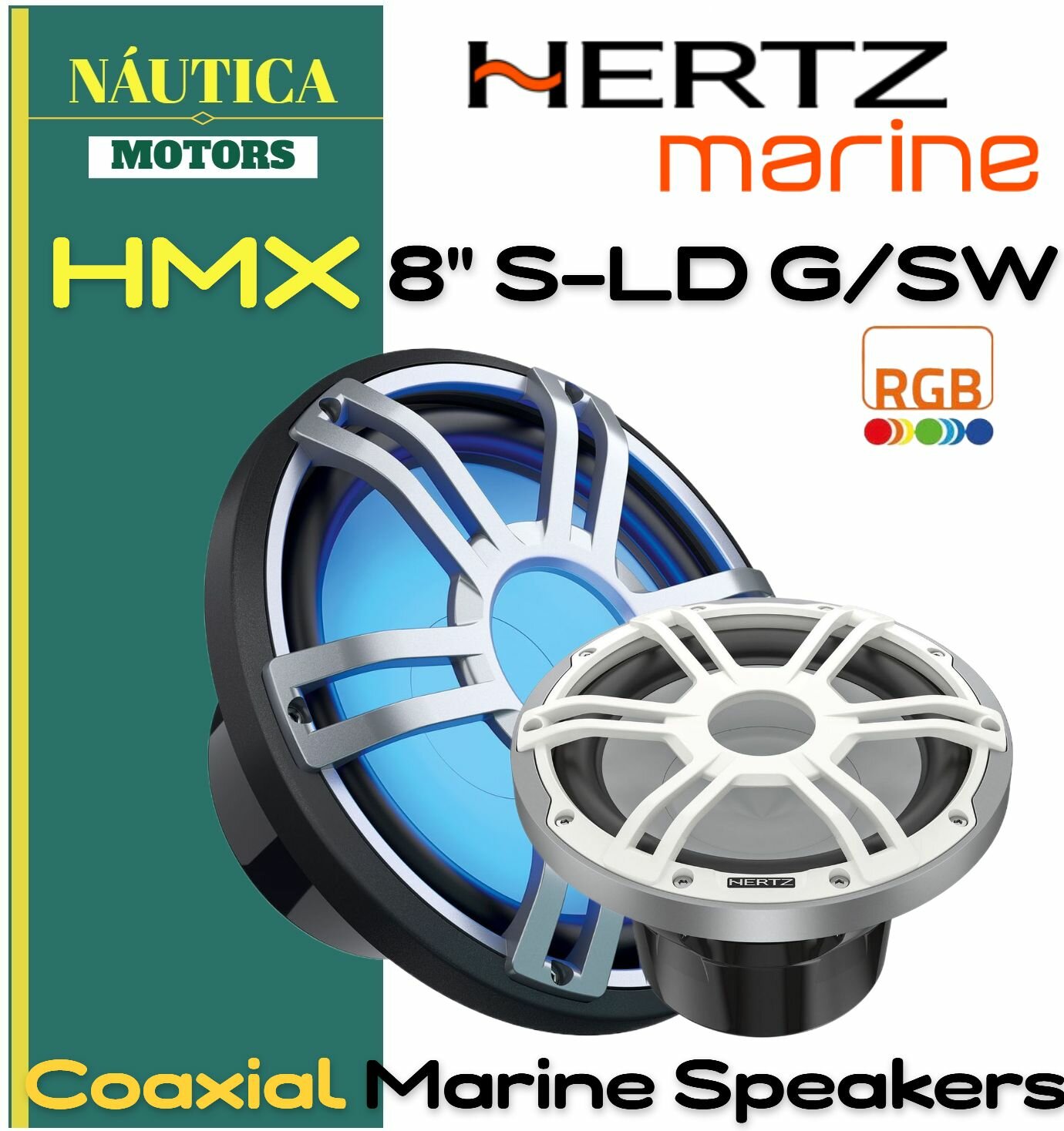 HERTZ Морские акустические системы с LED подсветкой, HERTZ HEX 6.5 S-LD-G MARINE SPORT COAX.GR.RGB