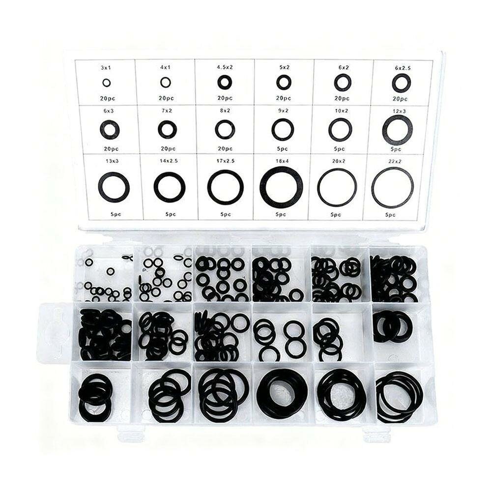 Набор кольца уплотнительные резиновые маслобензостойкие 225 штук