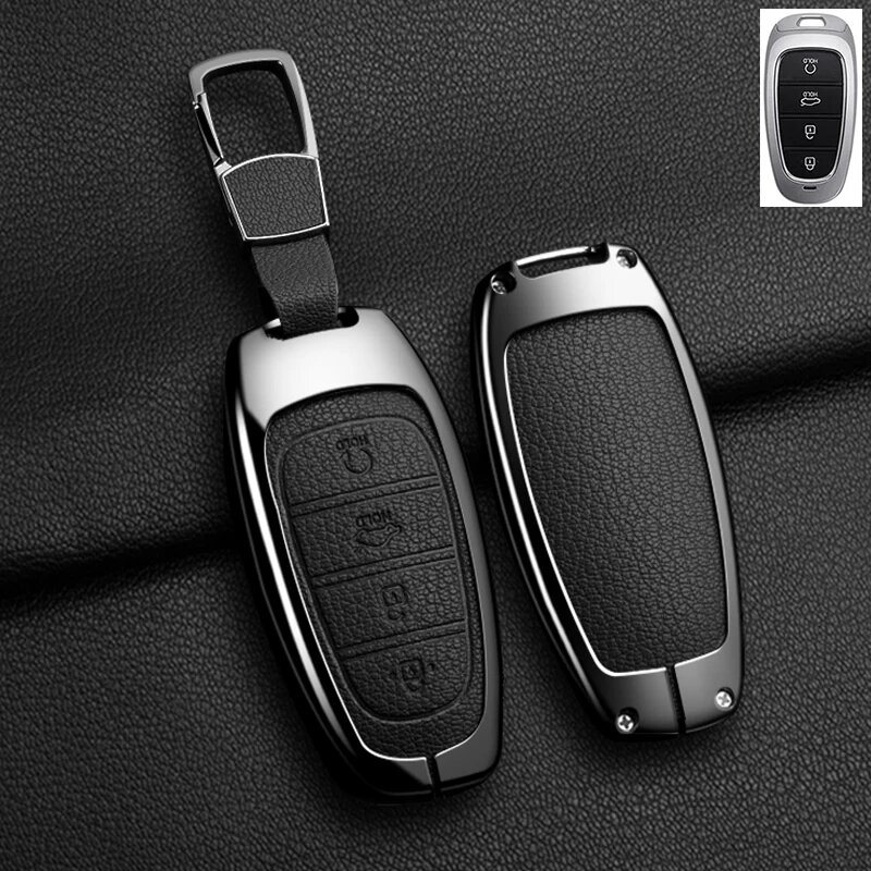 Новый автомобильный чехол для ключей из сплава, брелок для Hyundai Solaris Sonata B 2-1 Black