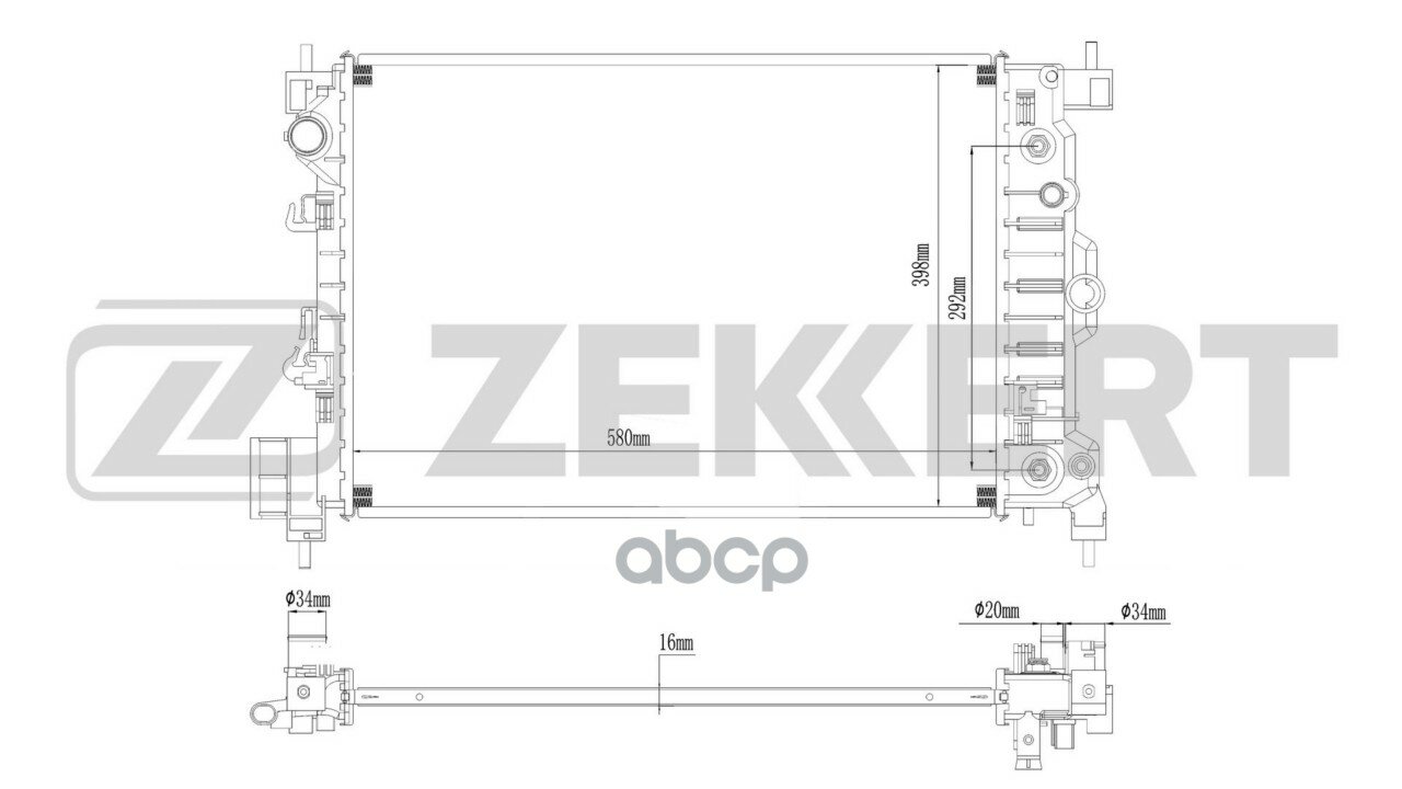Радиатор охлаждения двигателя Chevrolet Aveo (T300) 11- Zekkert арт. mk-1484