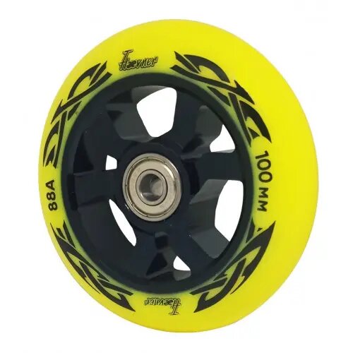 Колесо для трюкового самоката, 100мм, ABEC-9, черный/желтый