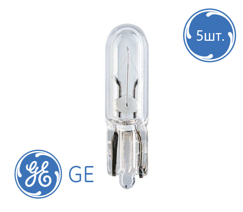 Автомобильная лампа GE 5301 37907 12V 1,2W W2x4,6d, 5шт.