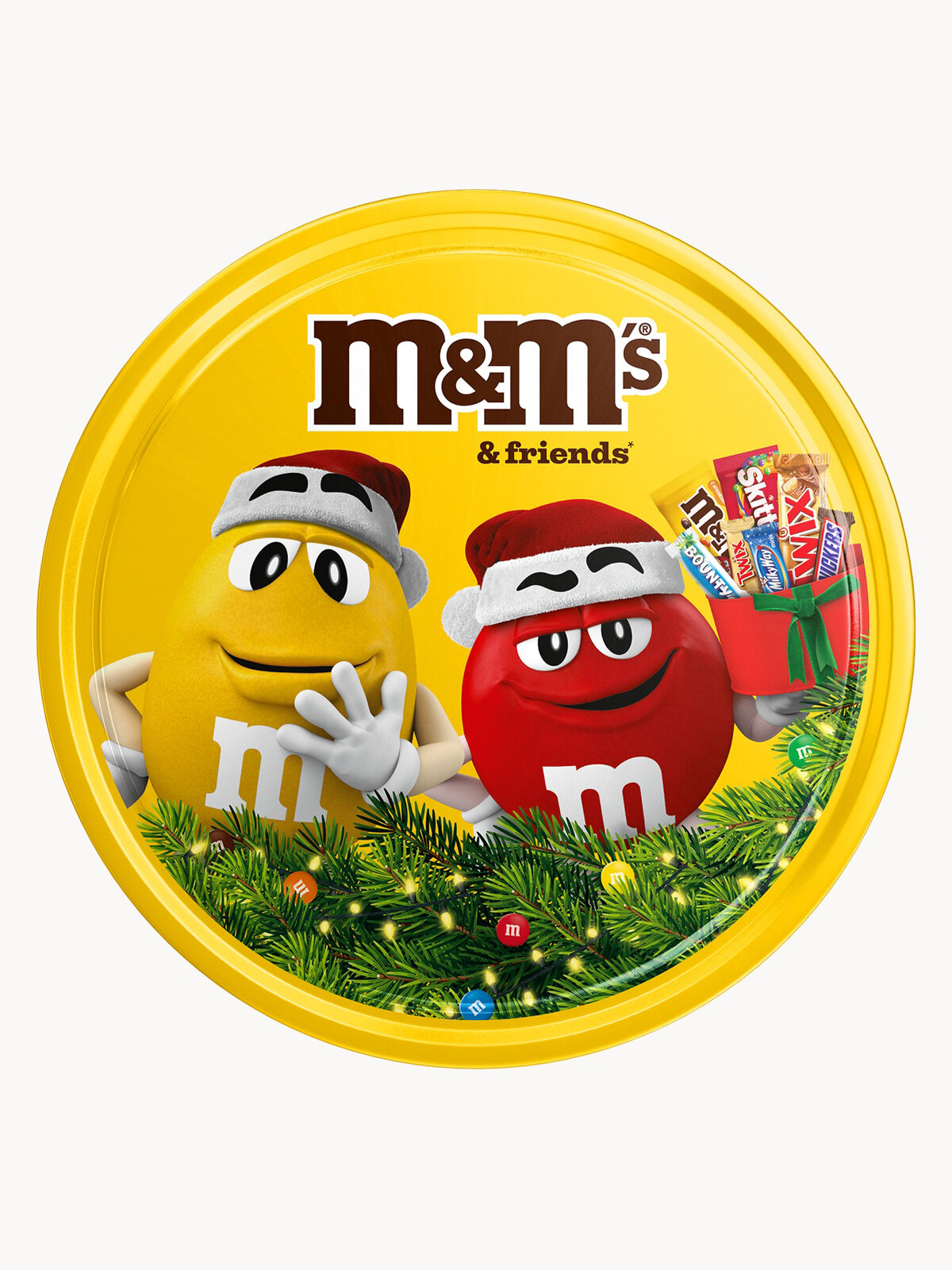 Новогодний подарок набор сладостей M&M's & Friends Банка: M&M's, Snickers, Twix, Milky Way, Bounty, Skittles, 311 г