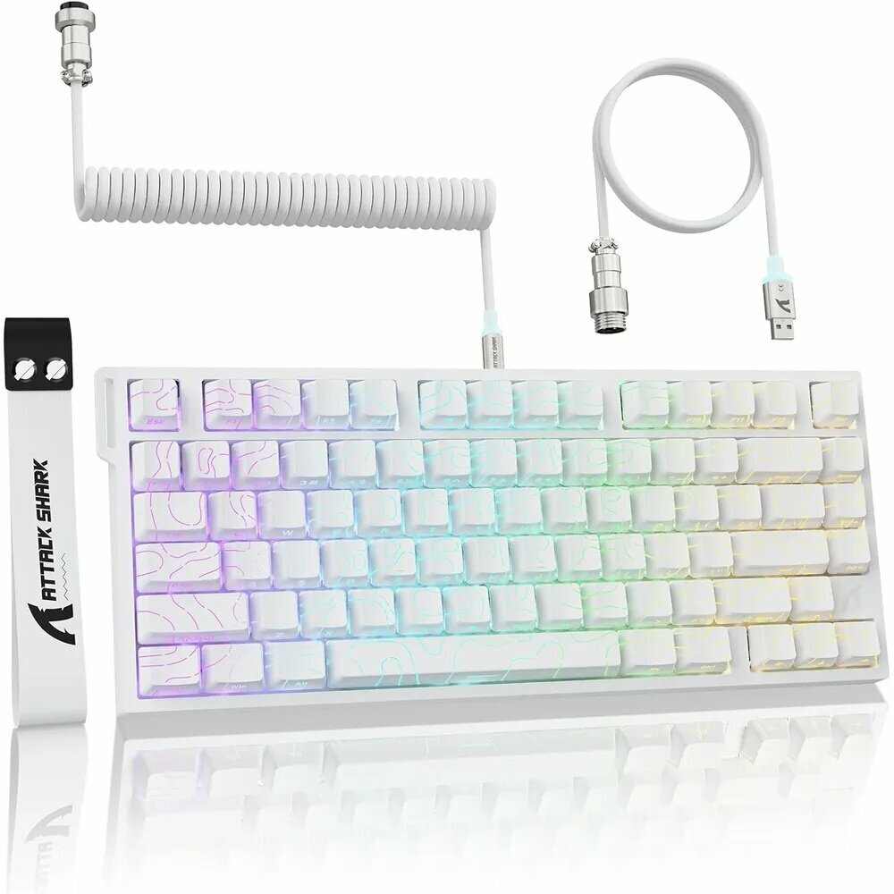 ATTACK SHARK Игровая клавиатура проводная , (Magnetic), Английская раскладка, белый