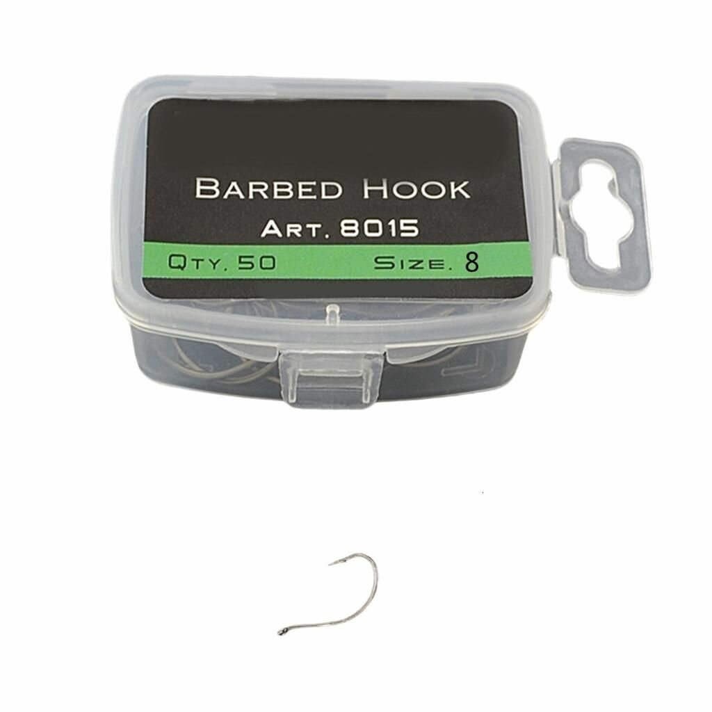50 шт. крючков для рыбалки с зазубринами и ушком, No 8