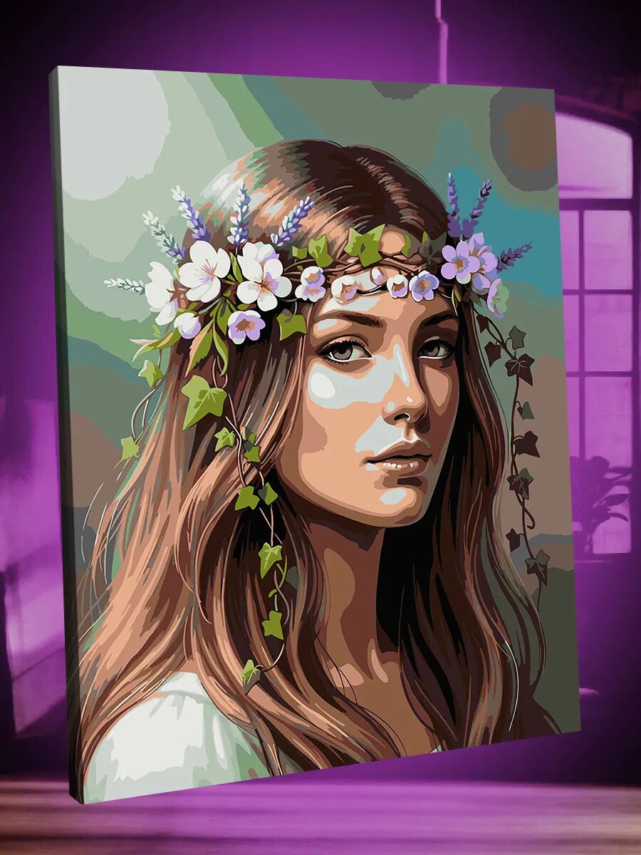 Картина по номерам Портрет девушки в венке