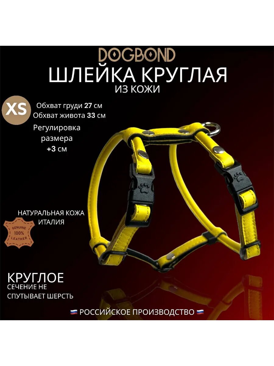 Шлейка Dogbond круглая для шпица из кожи
