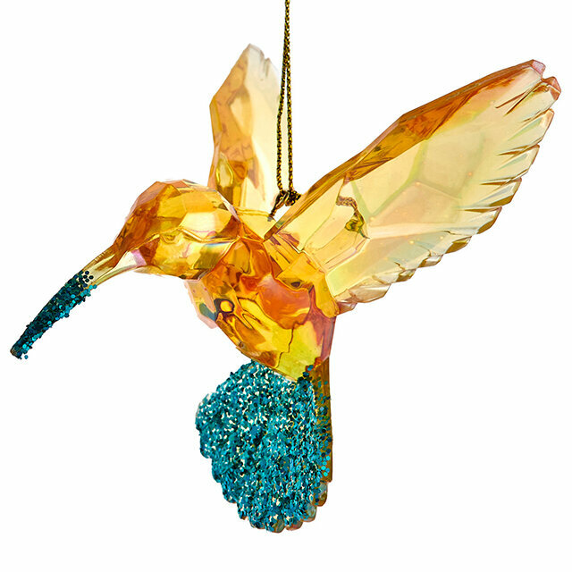 Елочная игрушка Хрустальная Колибри - Золотой Нектар 10 см, Kurts Adler (Куртс Адлер), D4637-2