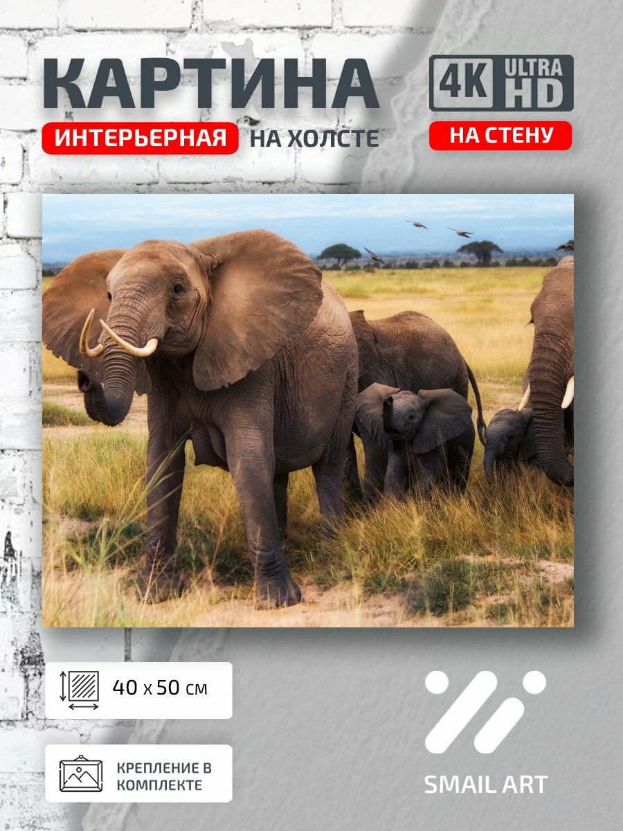 Картина на холсте интерьерная 40 на 50 на стену Саванна Animal для детской animal style