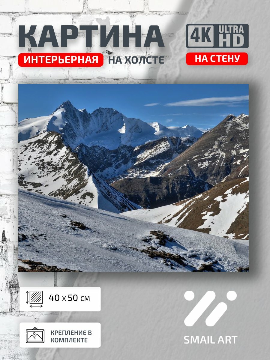 Картина на холсте интерьерная 40 на 50 на стену Снег mountains для кафе пейзаж интерьер