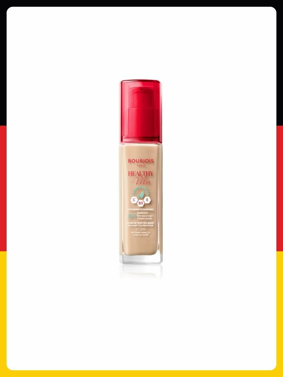 Тональная основа Bourjois Healthy Mix brightening moisturizing makeup 24h 52.2W Golden Beige, 30 мл