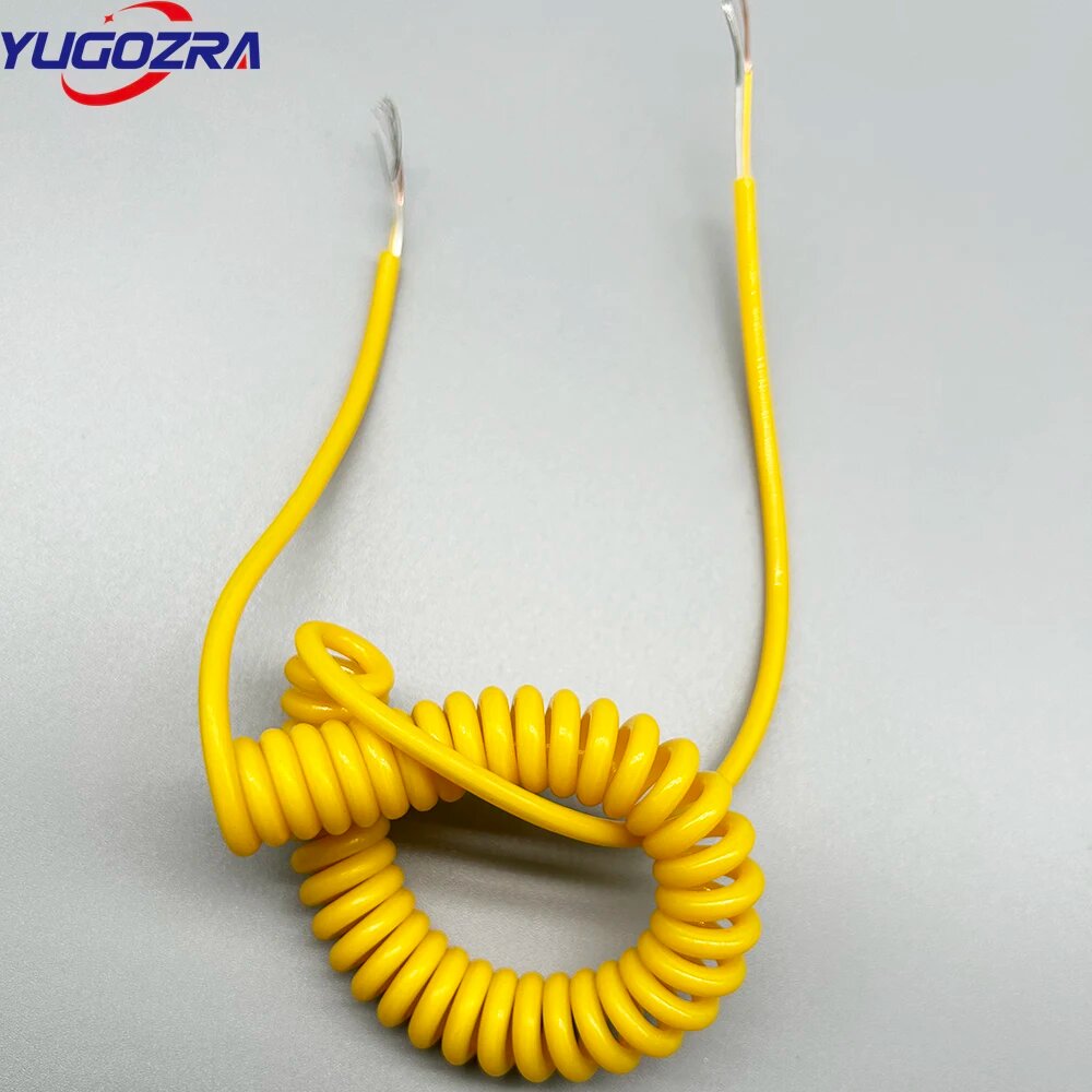 Двухжильный пружинный провод, пружинный провод термопары, 26 AWG, Стандартный желтый рогатый кабель, 2-жильный Спиральный шнур