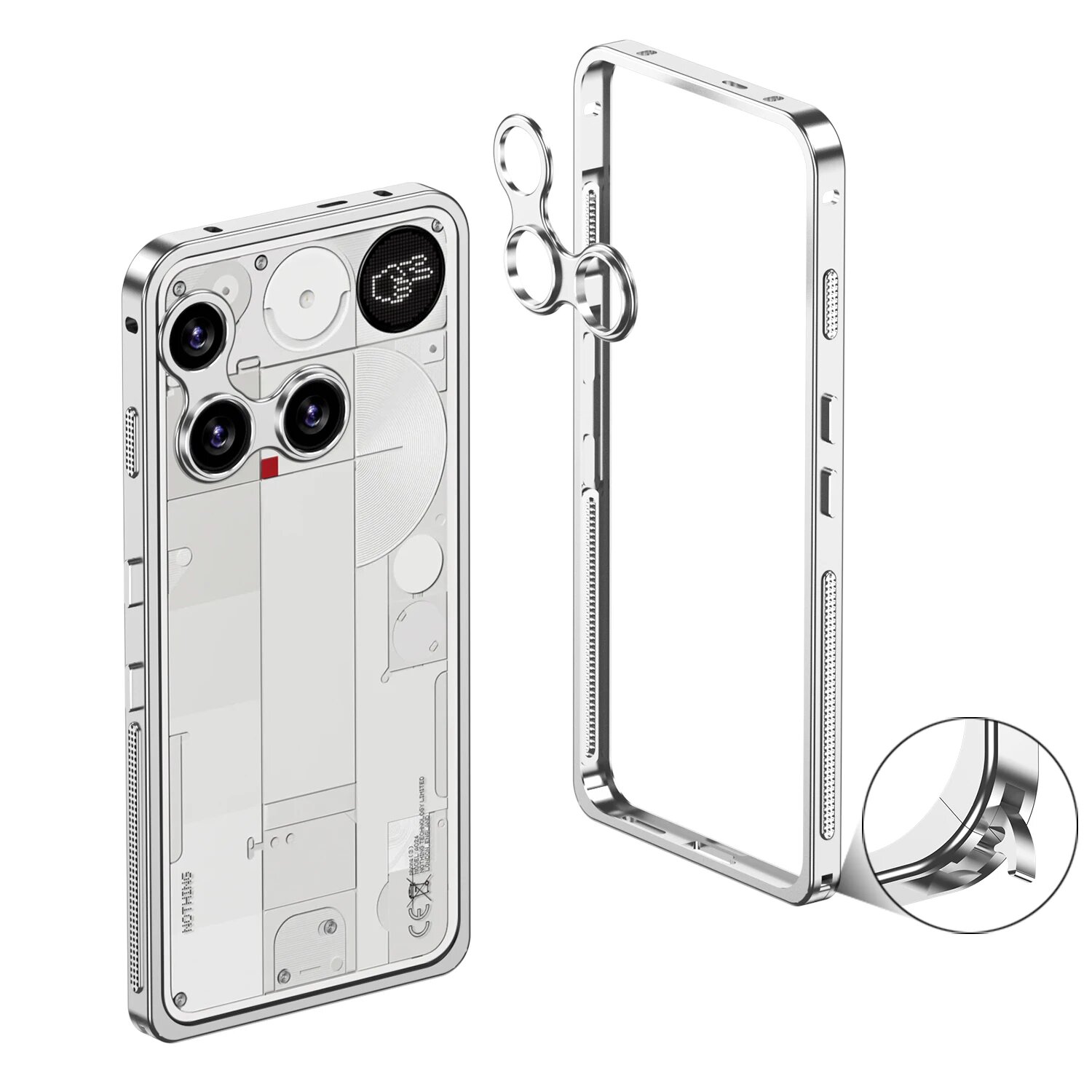 Чехол Nothing Phone (3a) Pro серебряный, противоударный