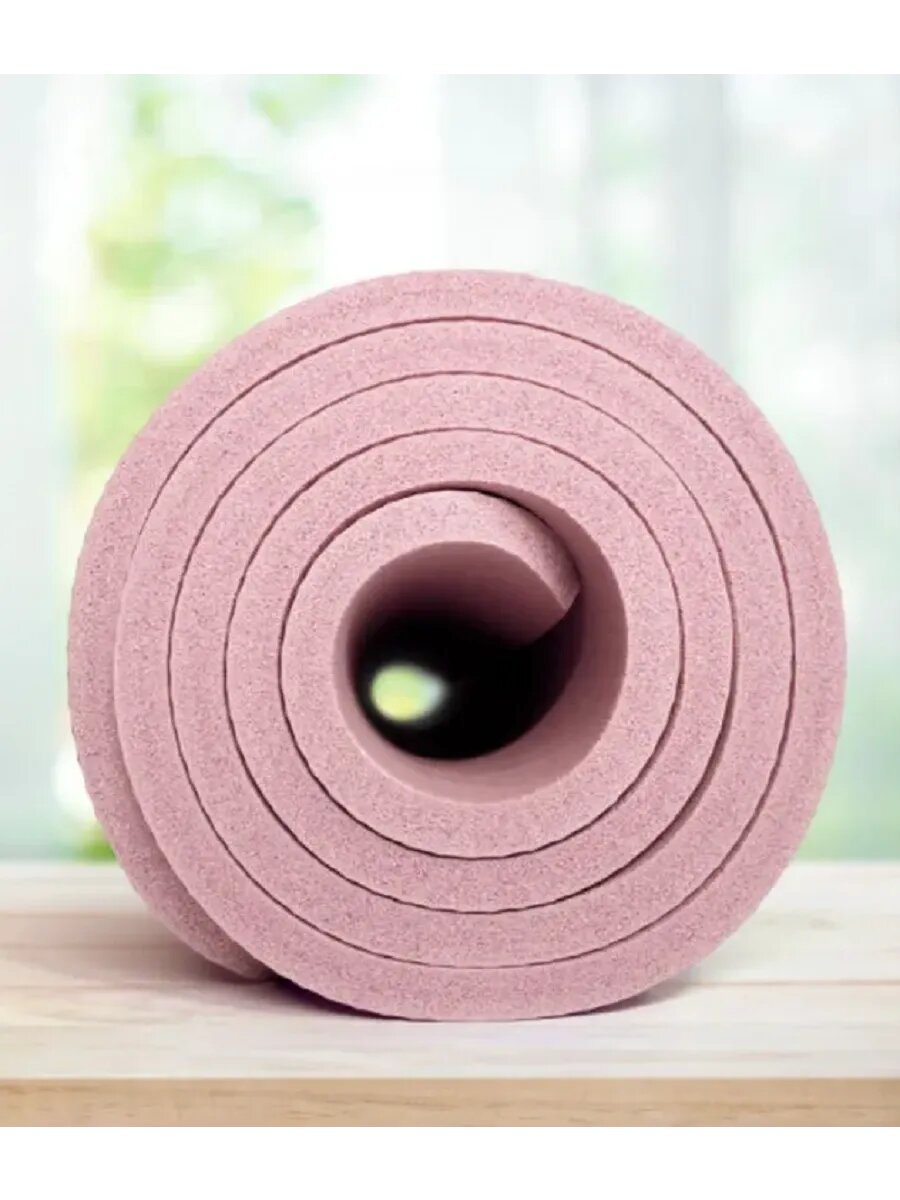 Коврик для йоги, нескользящий, ПВХ, 57x180 см, толщина 1.5 см, розовый