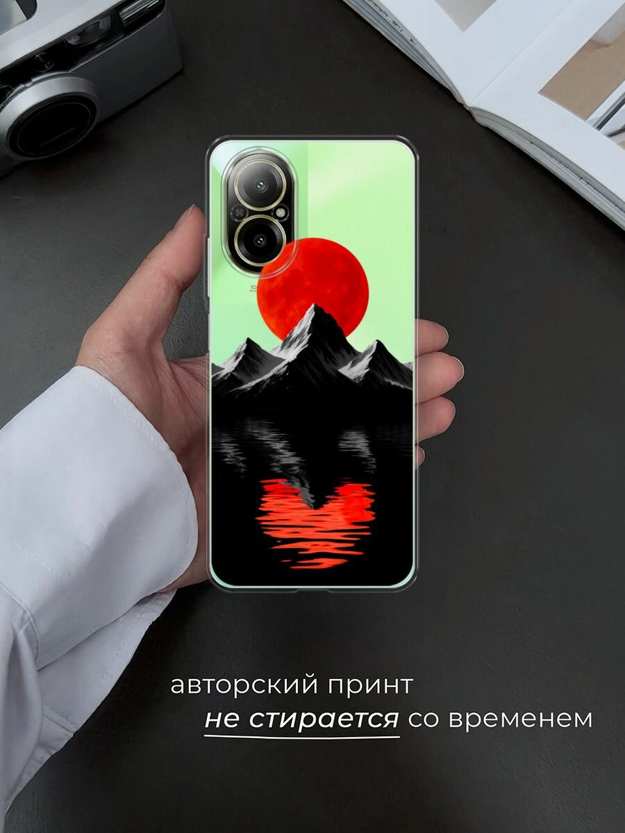 Чехол на Realme C67 4G / Реалми C67 4G с принтом Черная гора, прозрачный — фото 1