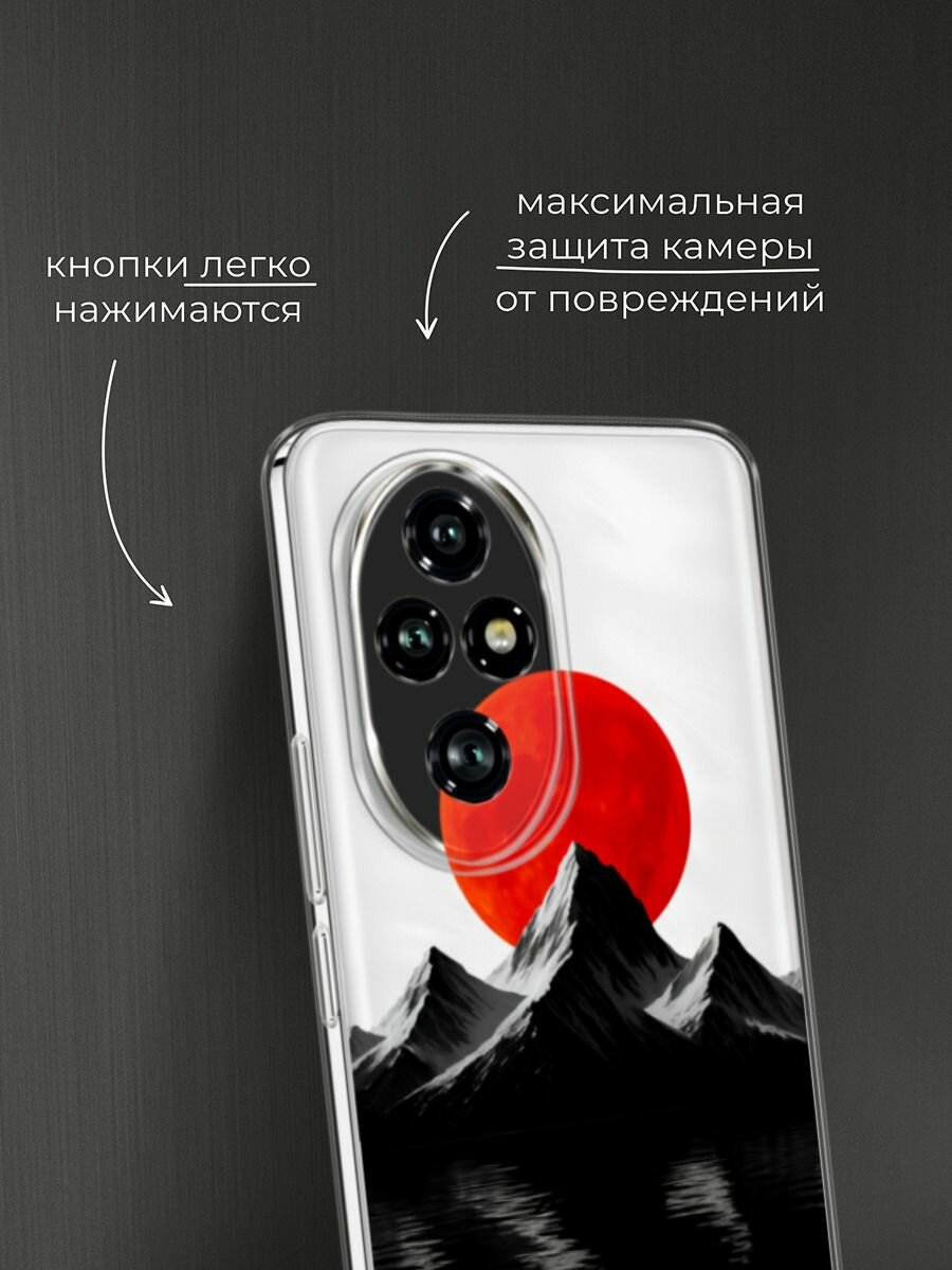 Чехол на Honor 200 Pro / Хонор 200 Про с принтом Черная гора, прозрачный — фото 1