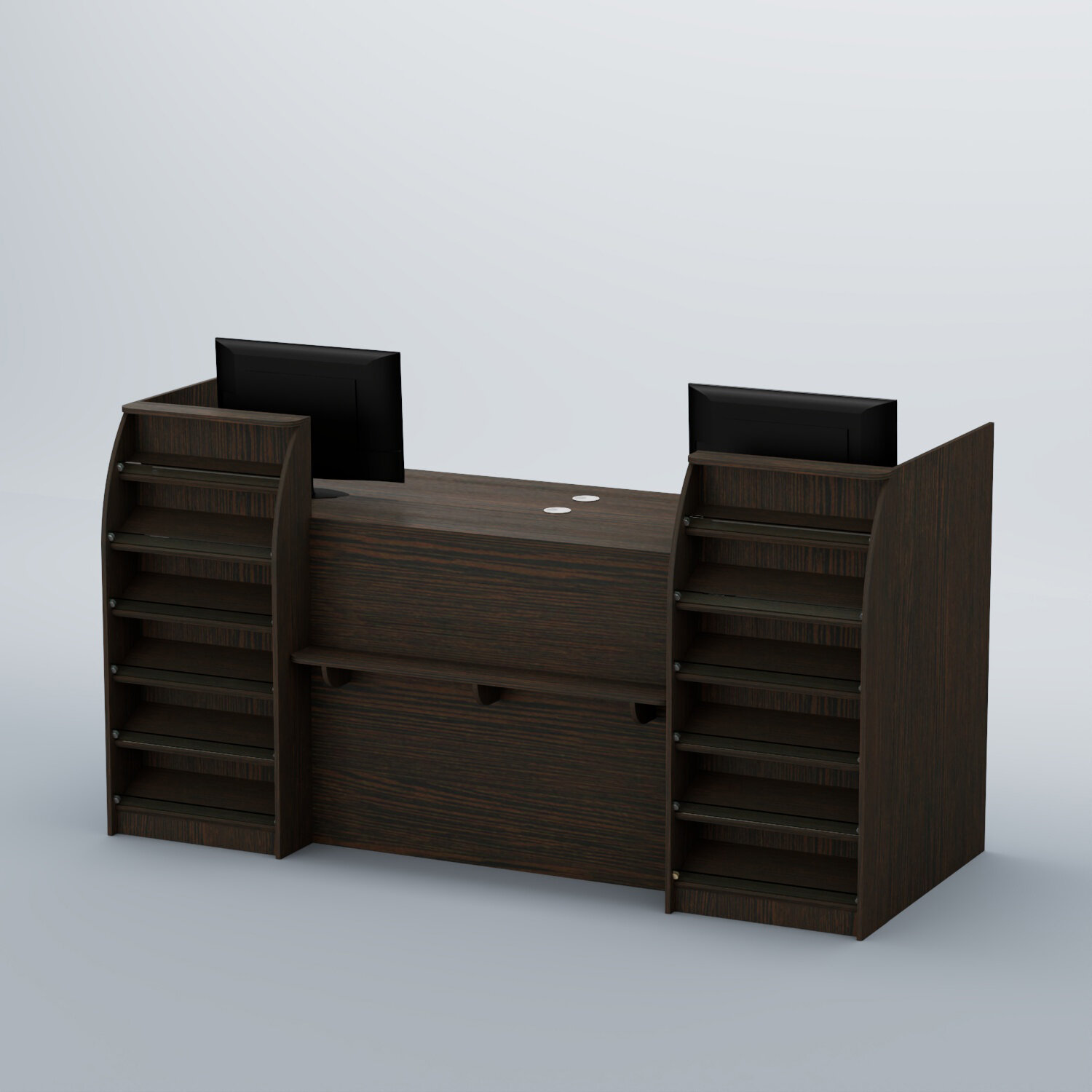 Ресепшн Атлант с фасадными наклонными полочками №3, Дуб Венге