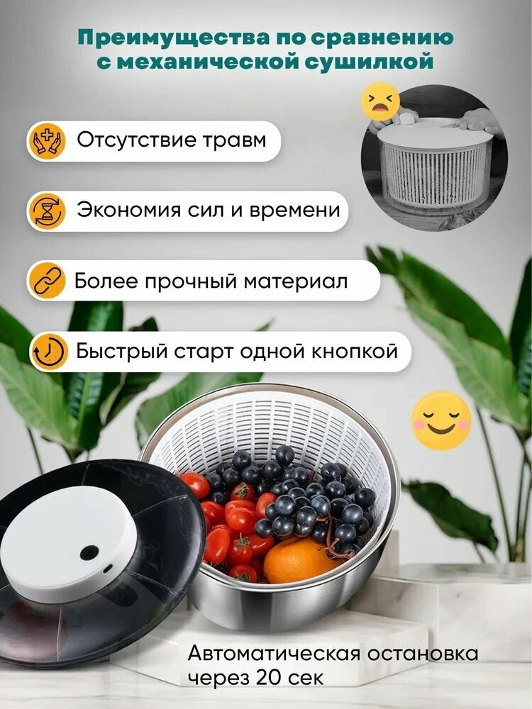 Сушилка для салата, зелени 1 ярусов, 4.8 л