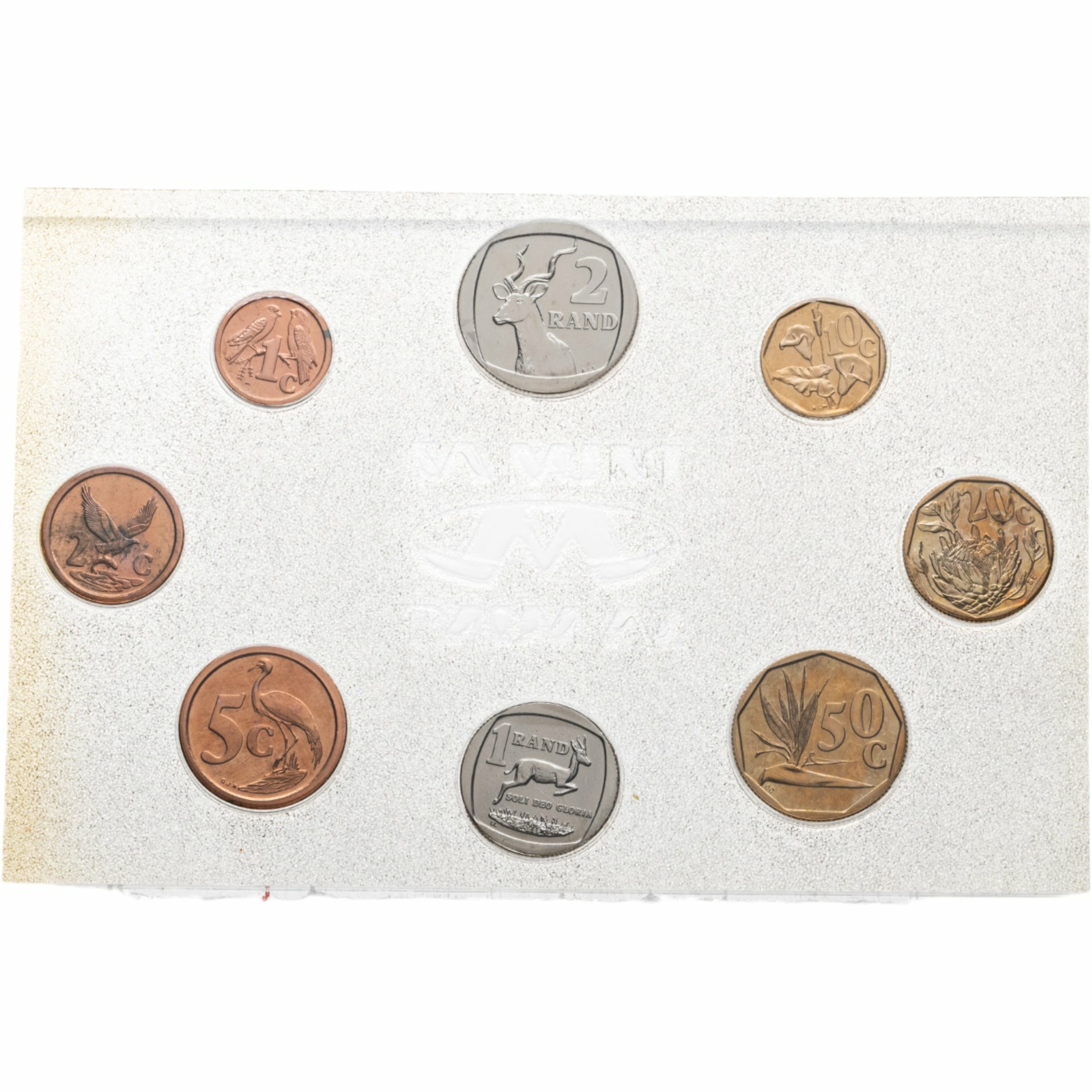 ЮАР 1992 набор из 8-ми обиходных монет в официальной запайке, Никель, в сохранности UNC