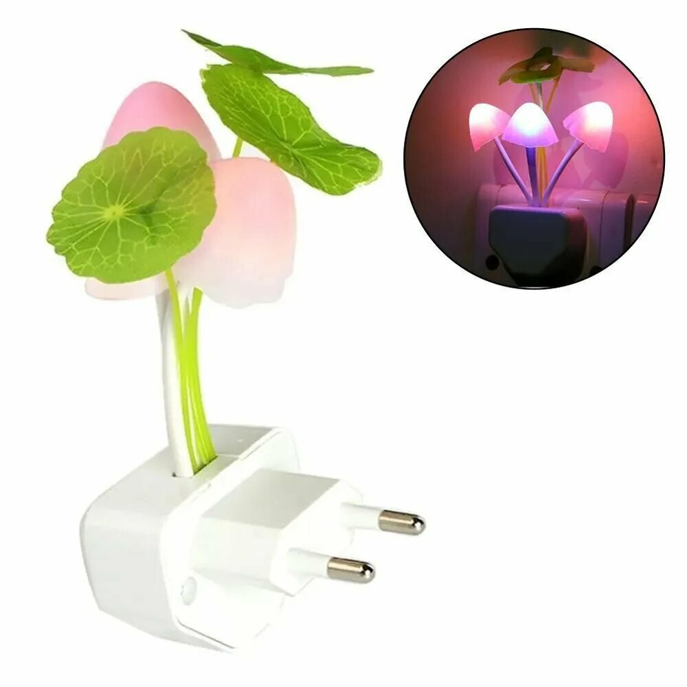Гриб из листьев лотоса-светильник гриб с датчиком света в розетку