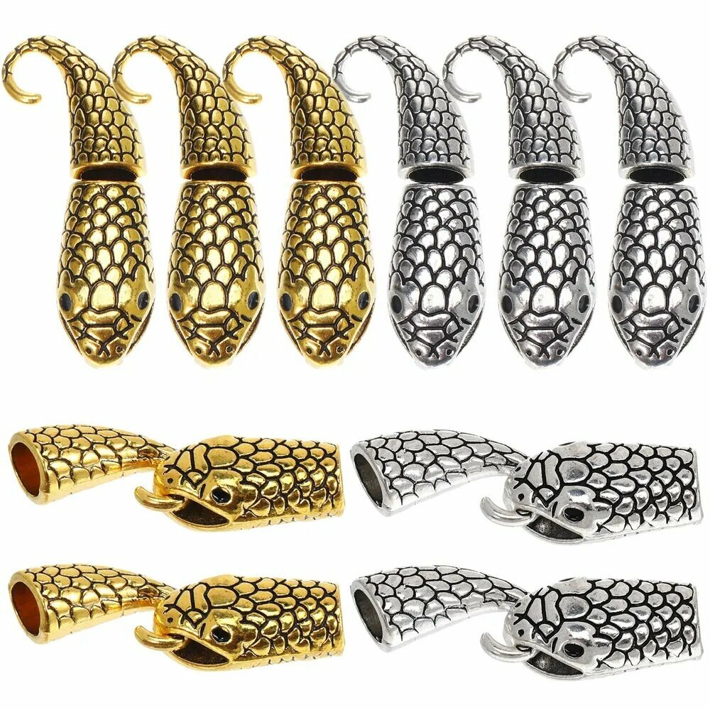 Комплект декоративных застежек в виде головы змеи, античная отделка, 10 пар