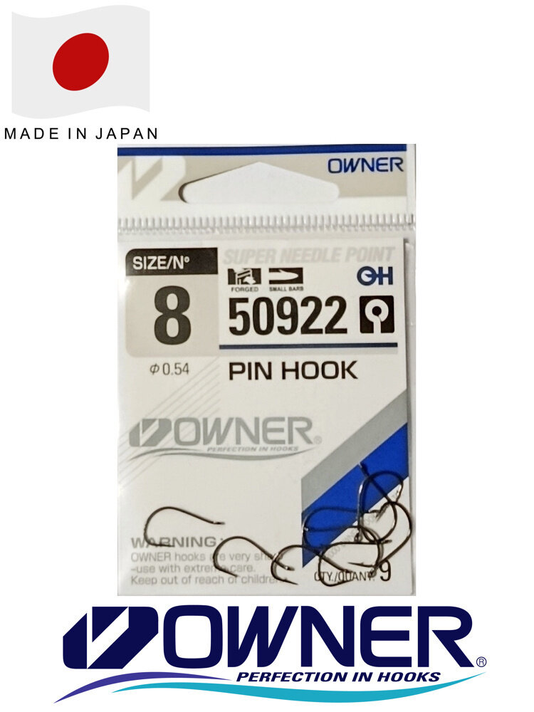 Крючки OWNER 50922 №8 PIN HOOK / Крючок, Овнер, одинарные для рыбалки