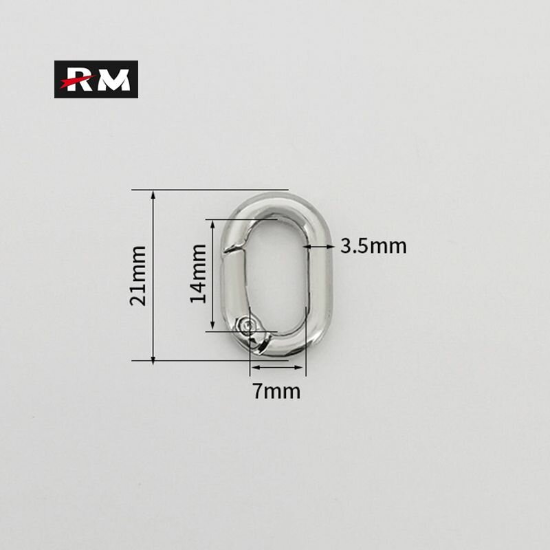 Карабин кольцо для сумок и ключей, пружинное овальное кольцо из цинкового сплава, серебристое, комплект 2 шт, быстрая фиксация аксессуаров