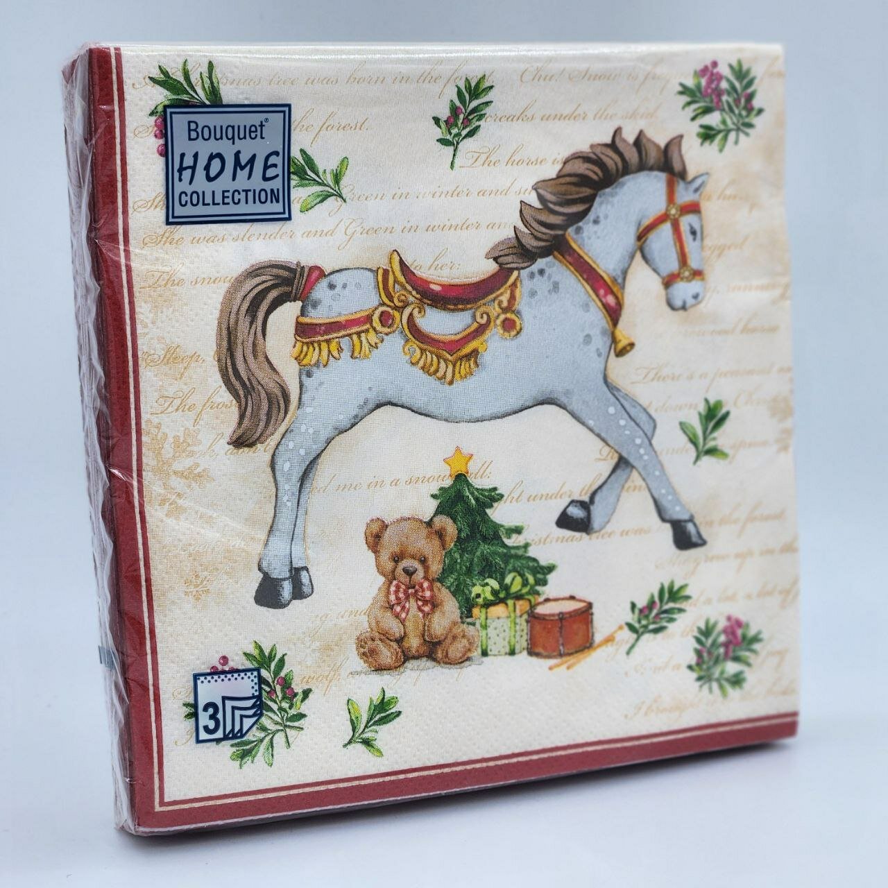 Салфетки Art Bouquet "Символ года", трехслойные, бумажные, квадратные, 33x33 см, 20 шт