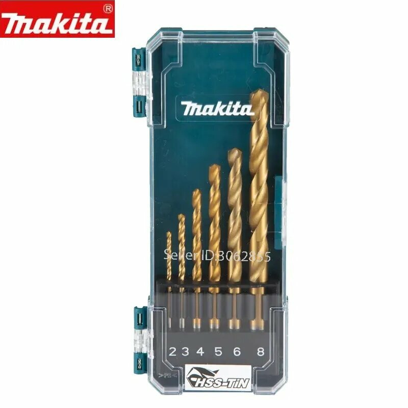 Makita D-72833 Набор сверл по металлу HSS-Tin 2-8 мм 6 шт. Сверла спиральные высокой твердости износостойкие