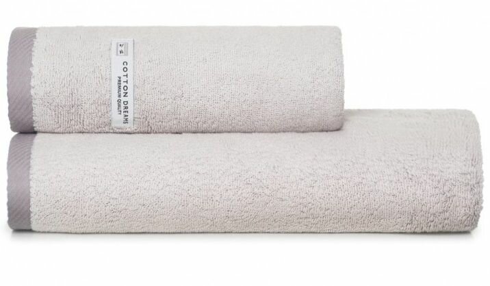 Полотенце Premium Quality хлопковое махровое, плотность 550 гр, двухстороннее (светло-серый/серый), 50 х 100 см