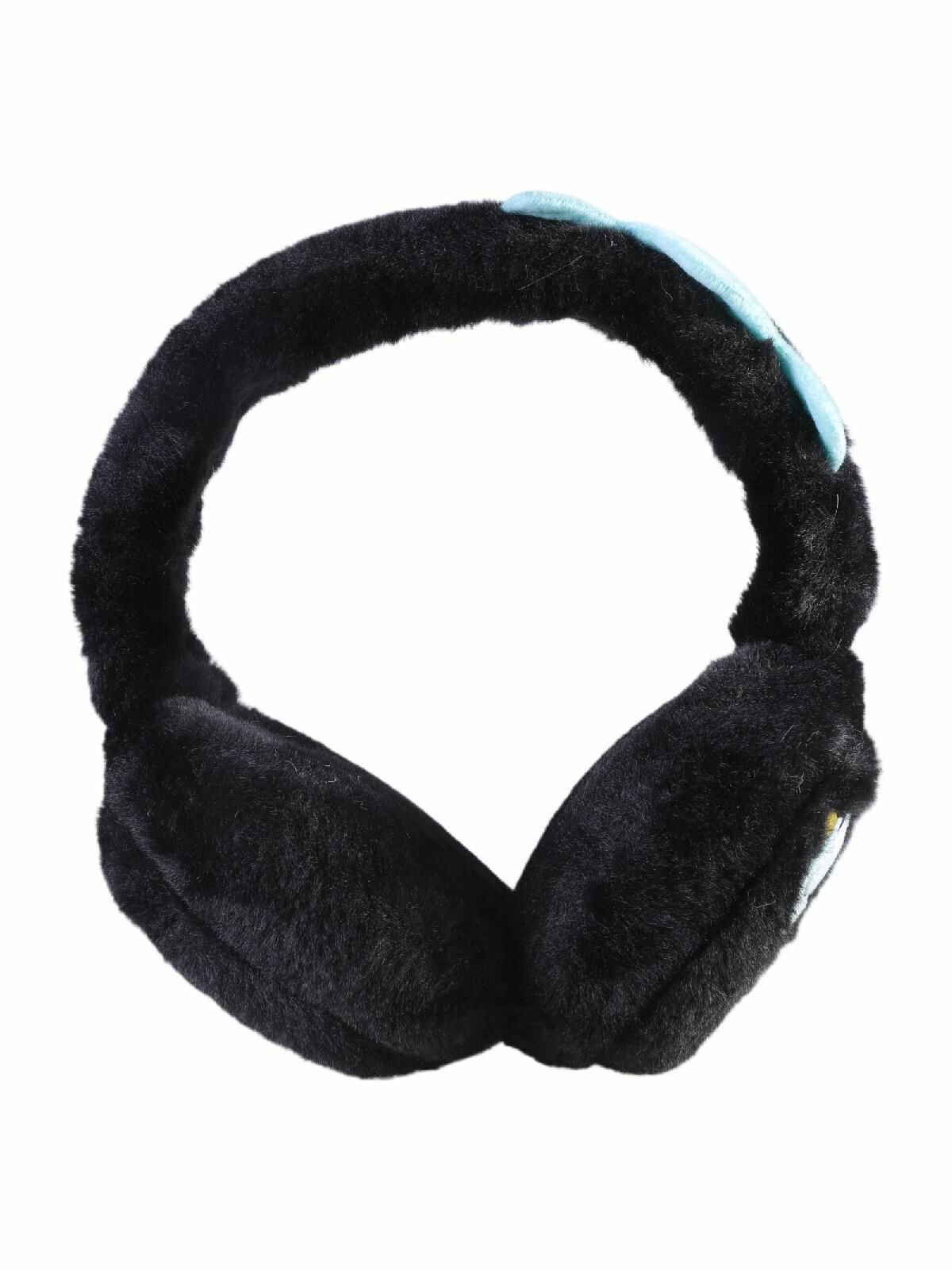 Наушники меховые, Милые детские наушники с маленьким динозавром_черный