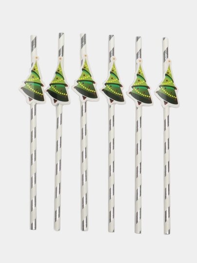 Трубочки для напитков "Ёлка", новогодняя серия, одноразовые, 6 шт.