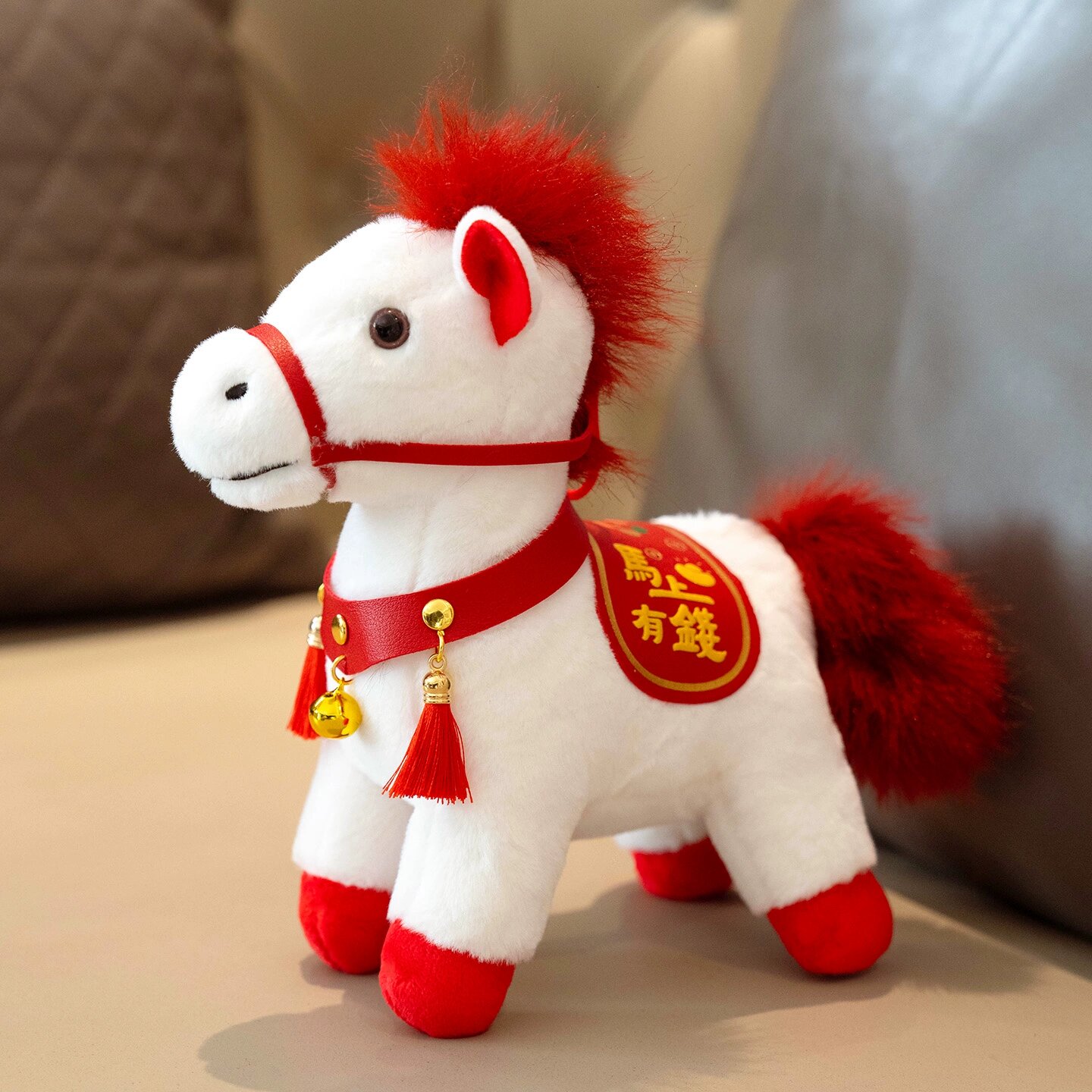 Плюшевая игрушка-талисман «Год Лошади», приносящая мгновенное богатство и удачу, кукла-пони, плюшевая игрушка,