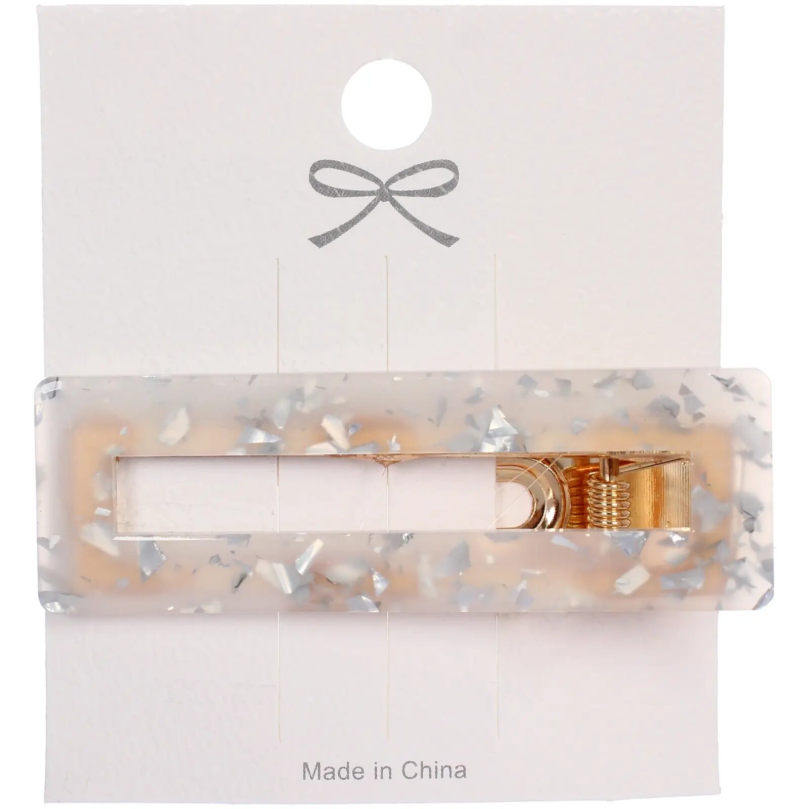 Зажим для волос «лавита», прямоугольный, прозрачный с серебристыми вкраплениями, металлический механизм, 6.7х2.3 см