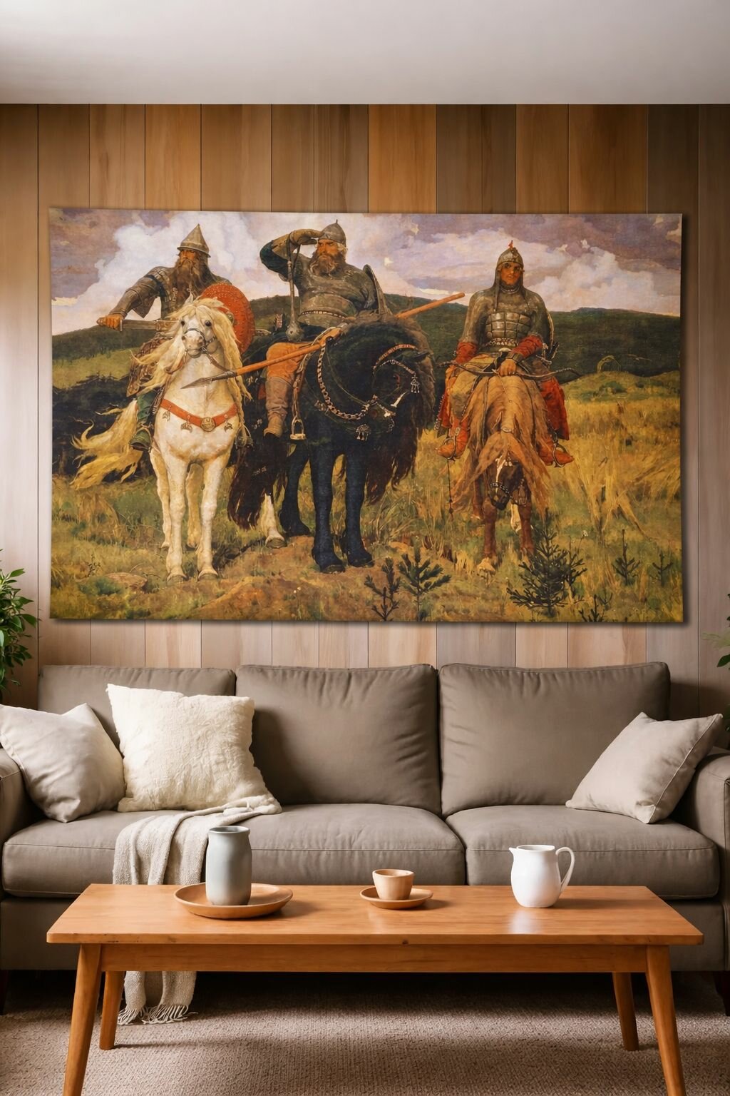 Ковер палас на пол настенный размер: 2,0х3,0 м (200 х 300 см) безворсовый в спальню гостиную на кухню на стену три богатыря