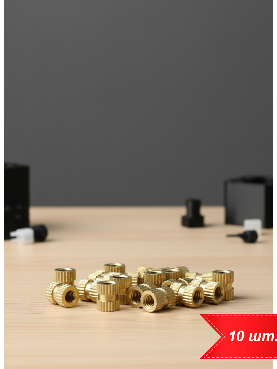 Резьбовые втулки для пластика М5 12 х 7 мм , латунь (10 шт.)