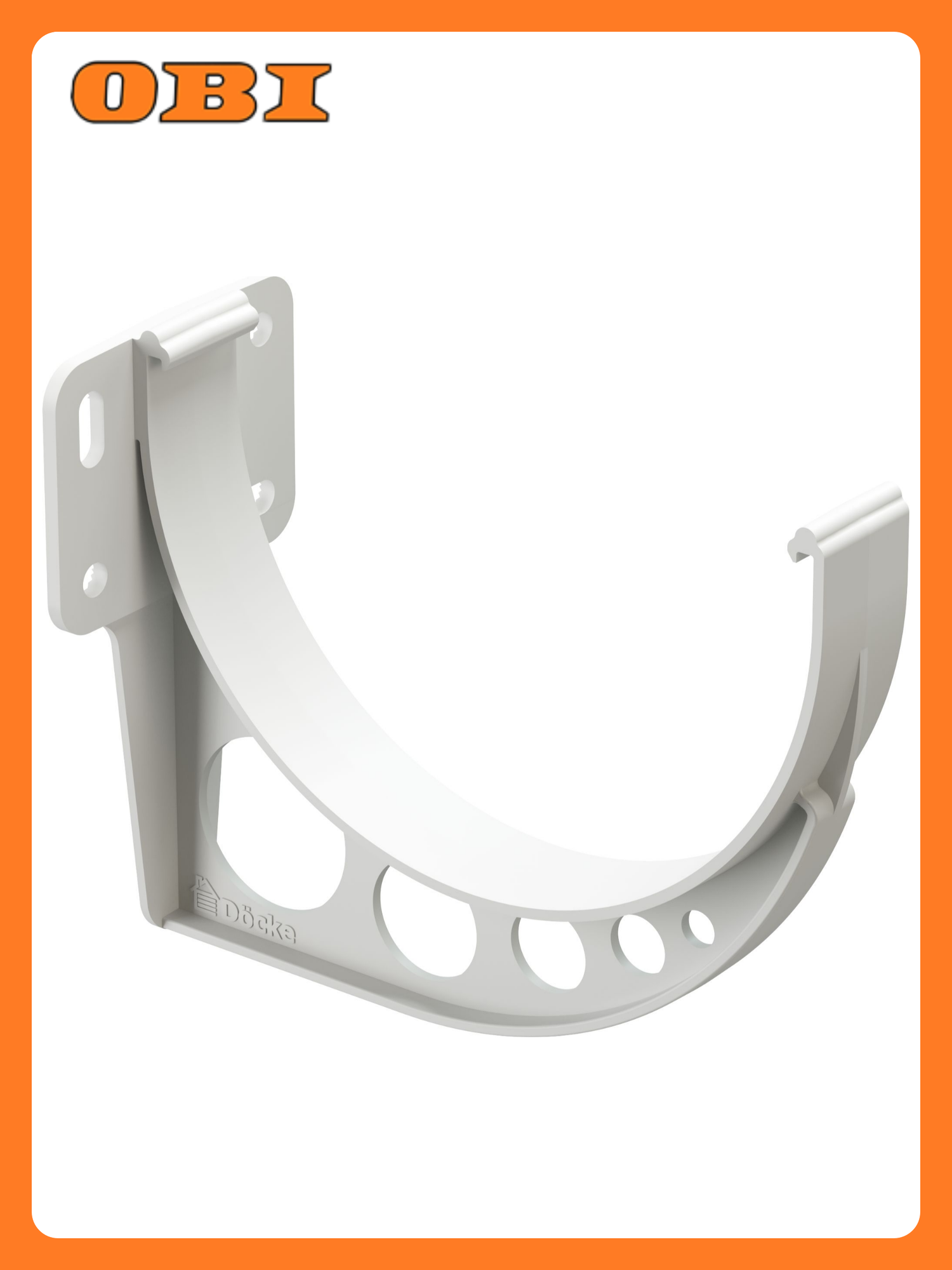 Кронштейн желоба Docke "STANDARD", ПВХ, белый, крепление для желоба, 120мм, 1.7мм