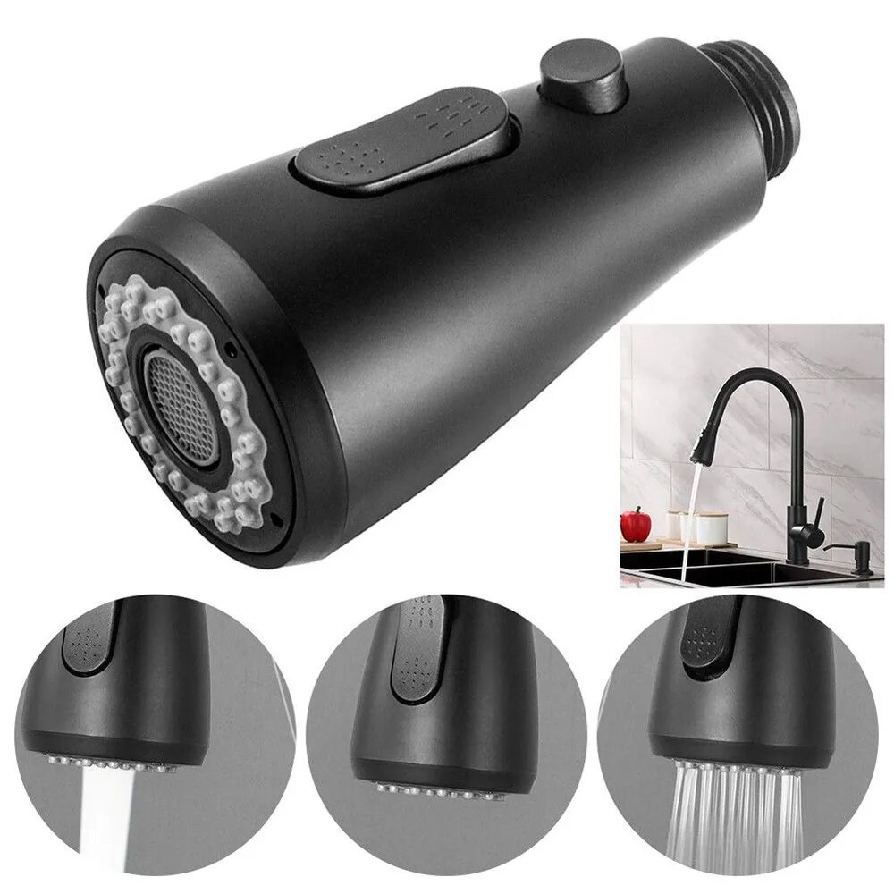 Выдвижная душевая головка с распылителем, сменный кухонный распылитель, черный