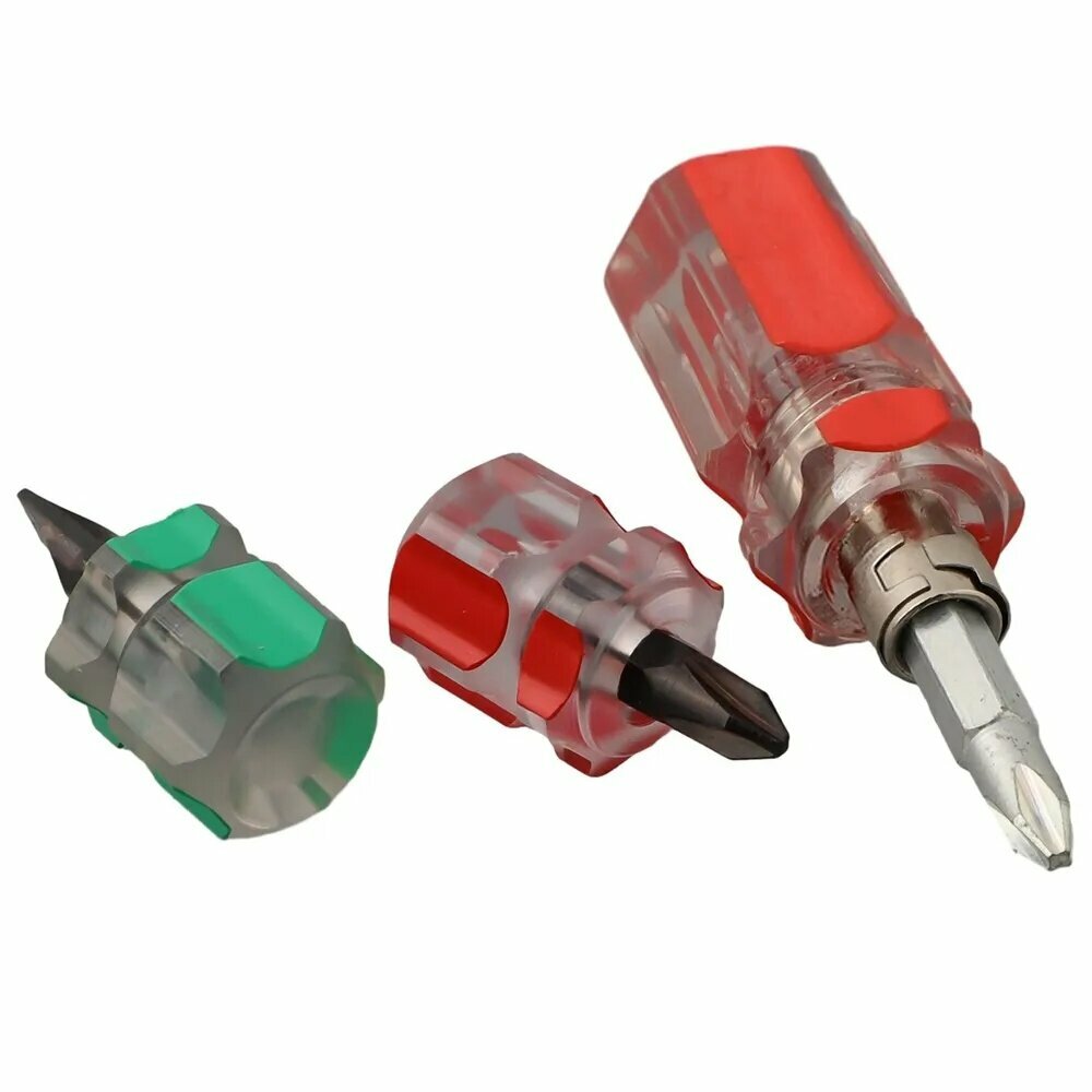 3шт Короткая Отвертка с плоской головкой/Крестовиной/Сменная Отвертка 2 в 1