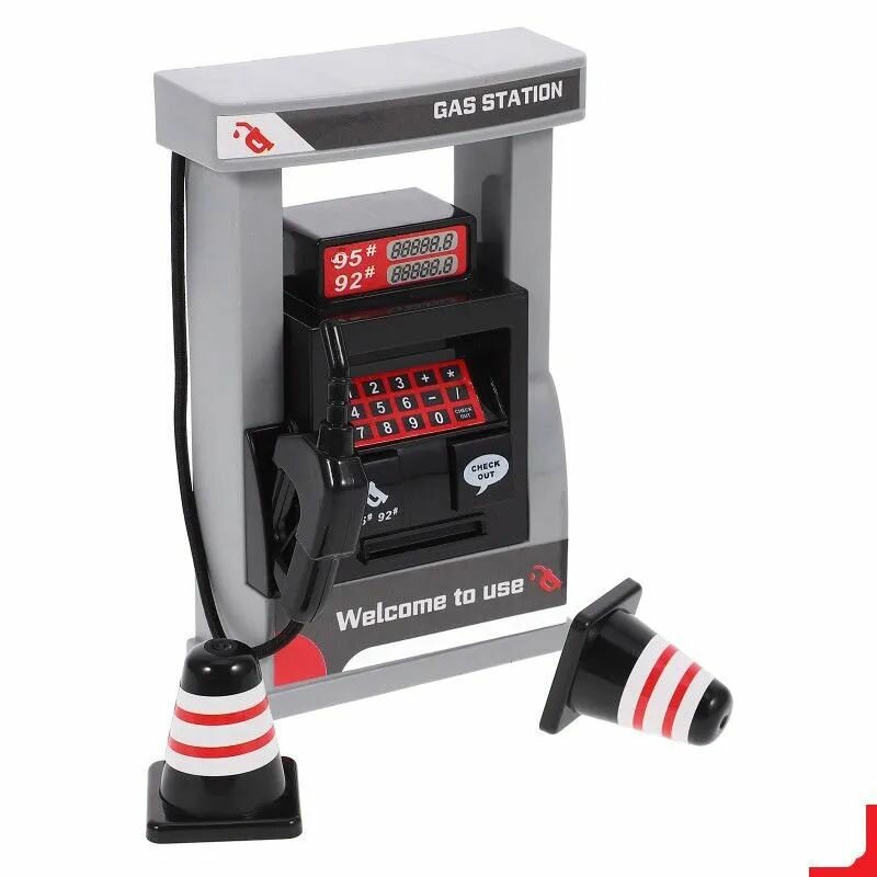 Пластиковая миниатюрная заправочная станция, игровой домик, симуляция плюс 2 дорожные заграждения, игрушки для детей, модель для мальчиков