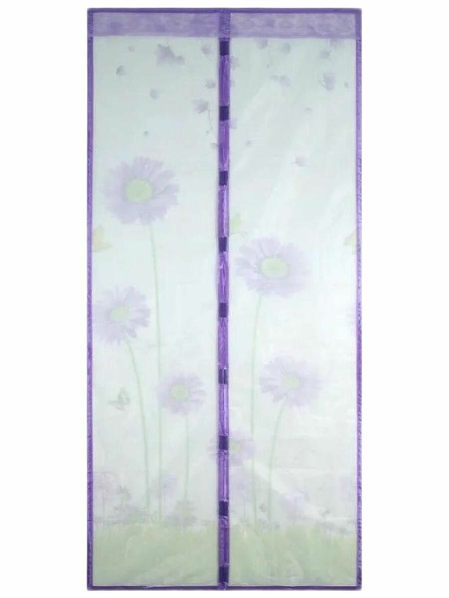 Сетка антимоскитная на магнитах С принтом/ Защитная магнитная штора на дверь от комаров, мух, мошки 100х210 см.